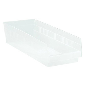 Quantum Storage Systems QSB108CL 10-Pack 4" Hanging Plastic Shelf Bin Storage Containers, 17-7/8" x 8-3/8" x 4" , Clear