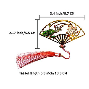 Rose-Samira Metal Creative Bookmark,Chinese Style Unique Vintage Series,Gift for Reader,Student (Fan Large-C)