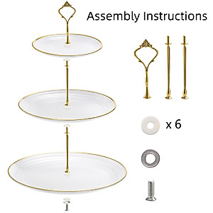 Goaste 3 Pack Tiered Cupcake Stand, Plastic Cupcake Stand Tower, 3 Tier Round Shape Dessert Serving Tray, White Cookie Candy Buffet Stand for Tea Party, Baby Shower, Wedding, Birthday, Christmas