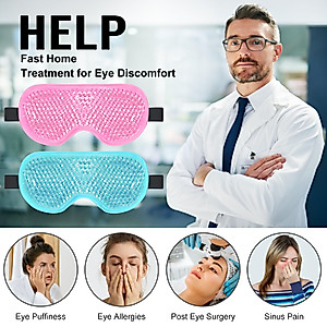 BeeVines Gel Eye Mask, 2 Pack Cooling Ice Masks for Puffy Eyes for Men & Women, Cold & Warm Compress for Post Surgery, Puffiness, Allergies, Sinuses & Migraines Treatment