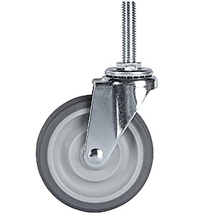 Finnhomy Caster Wheels 3 Inch Set of 4 Heavy Duty Threaded Stem Casters 3/8"-16 x 1-1/2" Swivel Rubber Industrial Castors Premium Wheels for Wire Shelving/Furniture/Carts Load Bearing 720 Lbs Gray