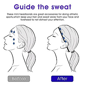 Sibba 4 Pieces Athletic Sports Headband Elastic Thin Hair Bands Non Slip Silicone Grip Skinny Yoga Exercise Soccer Sweatband Headwear for Boys Men Girls Women