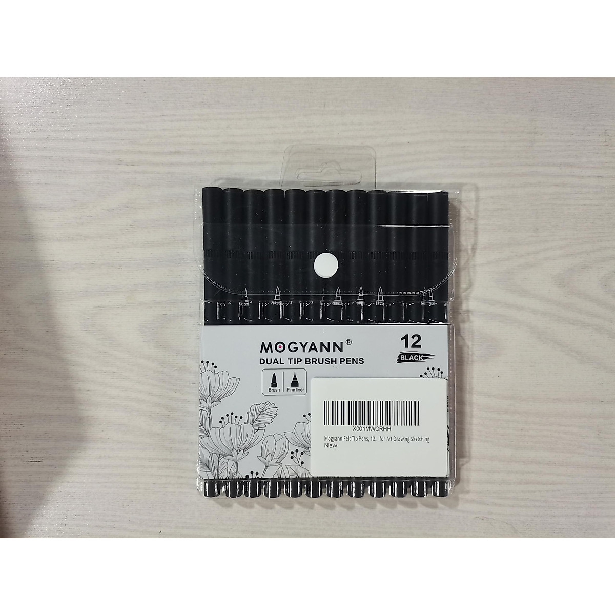 Mogyann Drawing Pens, 12 Pack Dual Brush Pens Black Markers for Art Drawing Sketching