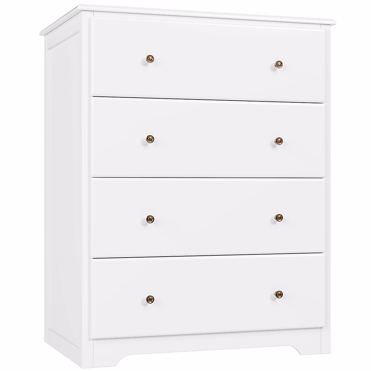 HOUSUIT White Dresser, 4 Drawer Dressers Chest of Drawers, Modern Tall Dresser, Wood Drawer Chest Storage Cabinet for Living Room, Hallway, Entryway, Home Office, Ivory White
