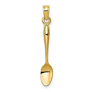 IceCarats 14K Yellow Gold Table Spoon Necklace Charm Pendant 27mm x 5mm Only