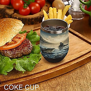 WYUSPGK 304 Stainless Steel Insulated Cup, Lake Fish Fishing Print Smooth Rim, Durable & Reusable - Perfect for Office, Home, And Travel