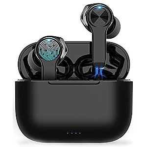 XLEADER Touch Wireless Earbuds, ENC Bluetooth Earphones, SoundAngel Pro Deep Bass up Small Headphones with Microphone and Mini Smart Charging Case USB-C Quick Charge IPX8 Waterproof, for iPhone Work