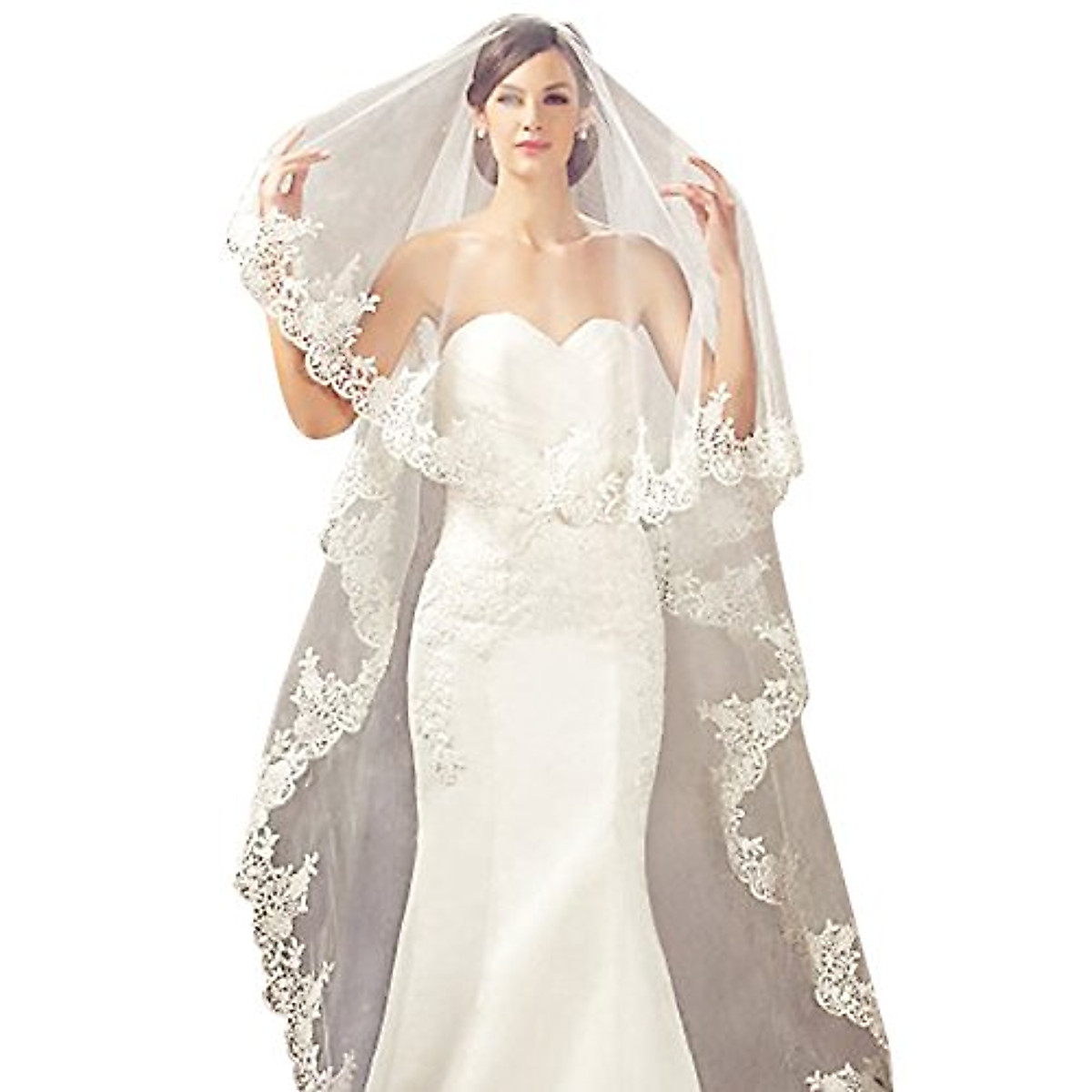 Babyonline Lace Edge Cathedral Length Wedding Bridal Veil,White