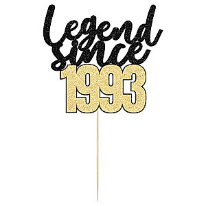 Gyufise 1Pcs Legend Since 1993 Cake Topper Glitter Thirty Happy 30th Birthday Cake Pick Cheers to 30 Years Cake Decoration for 30th Birthday Wedding Anniversary Party Decorations Supplies
