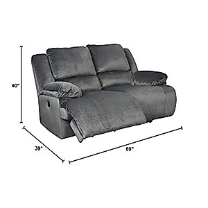 Signature Design by Ashley Clonmel Microfiber Extra Wide Power Reclining Adjustable Loveseat, Gray