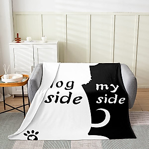 Erosebridal Cartoon Dog Throw Blanket for Kids Boys Girls,Lovely Couple Lovers Fleece Blanket All Season,Kawaii Puppy Sketch Flannel Blanket Throw 50x60 inch,Rustic Animal Flannel Blanket Warm