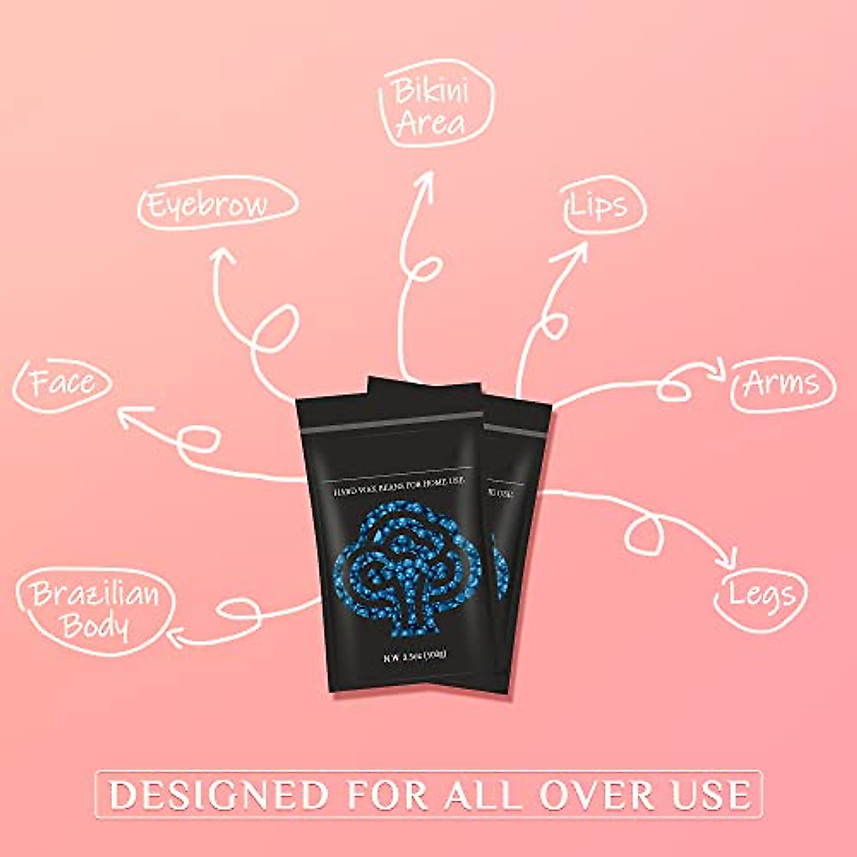 Waxing Kit for Coarse Hair Removal, At Home Wax Warmer Kit for Brazilian Bikini with 6 Bags Hard Wax Beads for Full Body Face Eyebrow Home Waxing Women Men