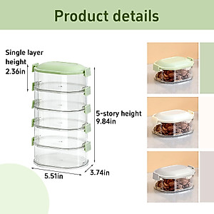 Upgrade Multi-layered Seasoning Storage Box, Food Storage Containers with Lids Airtight, Transparent Spice Seasoning Storage Box, Food Grade Storage Box for Fruits, Vegetables, Lunch (Grey, 5 Layers)