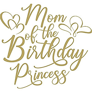 SEC Apparel Birthday Princess Iron On Transfers Patches Decal Vinyl for T Shirts Fabric Clothing (Mom of The Birthday Princess)