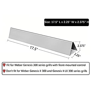 Leship Grill Replacement Parts for Weber Genesis 300 Series E310 E320 E330 EP310 EP320 EP330 S310 S330 Grills(Front Control), 17.5-inch Flavorizer Bars and Heat Deflectors Replace for Weber 7620 7622