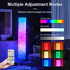 YIEONSHION Soft Light Floor Lamp, 60" Simple Design Morden Slim Warm Light 3000K LED Tyvek Fabric Shade Standing Lamp for Living Room Bedroom Game Room (L/60inch, RGB Remote)