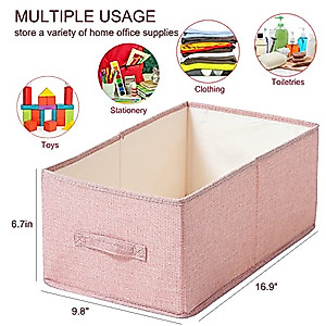 FIHAP Fabric Storage Bins with Lids for Clothes, Large Foldable Toy Organizers and Storage, Sturdy Box Cubes Containers for Sheet Blanket, Premium Closet Organizer for Home Bedroom 3 Pack Pink