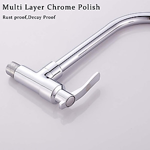 Inchant Cold Water Sink Faucet - Single Handle One Hole High Arc Wall Mount Stainless Steel Bar Faucet for Kitchen Garden Outdoor Boat Camper Easy Install Chrome Finish