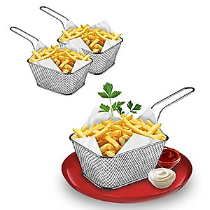 Stainless Steel Chef Basket Mini Fry Baskets Fryer Cooking French Fries Basket