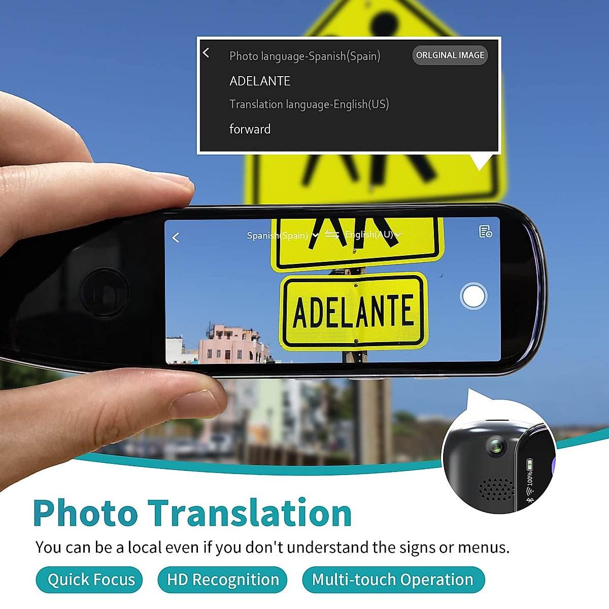 Adelagnes X5 Pro Reader Scanner Pen Dictionary Language Translator Device Voice Translator Support 112 Languages Real Time Text to Speech OCR/WiFi Translator Suitable for Meetings Travel Learning