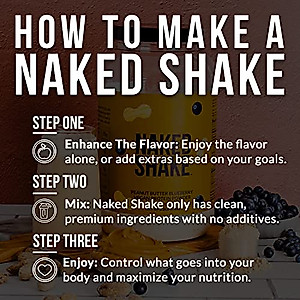 Naked Shake – Peanut Butter Blueberry Protein Powder, Plant Based Protein from US & Canadian Farms with MCT Oil, Gluten-Free, Soy-Free, No GMOs or Artificial Sweeteners – 2.2 Pounds
