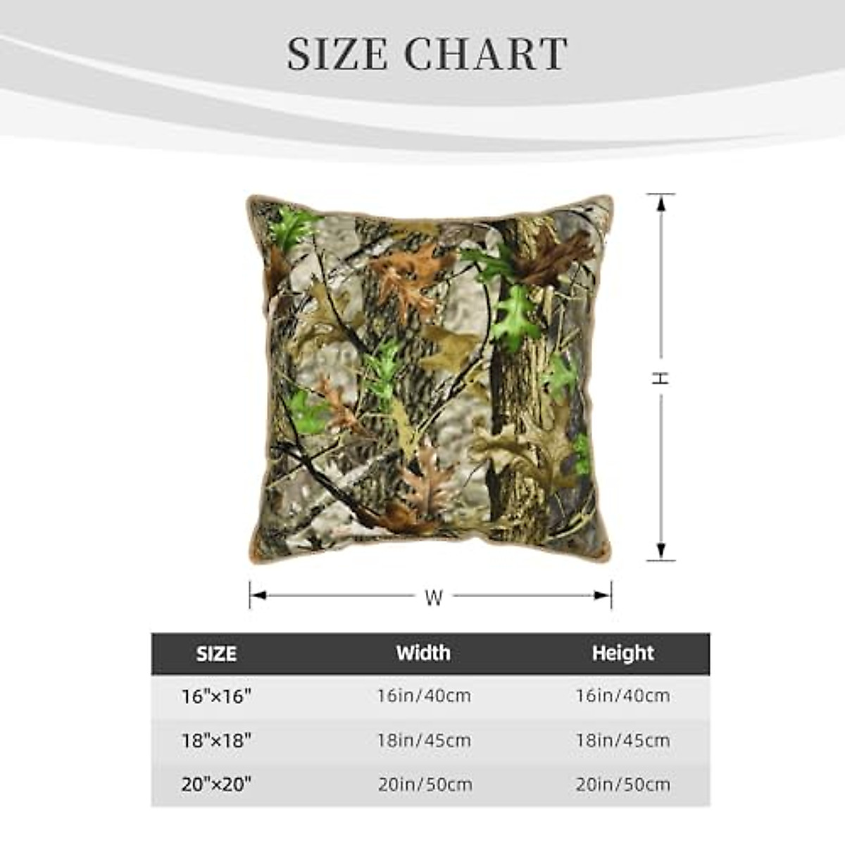 Augenstern Zippered Pillow Protectors Cover Case Leafs-Camo-Hunting Decorative Throw Pillow Cover Square Cushion Case 18"X18"
