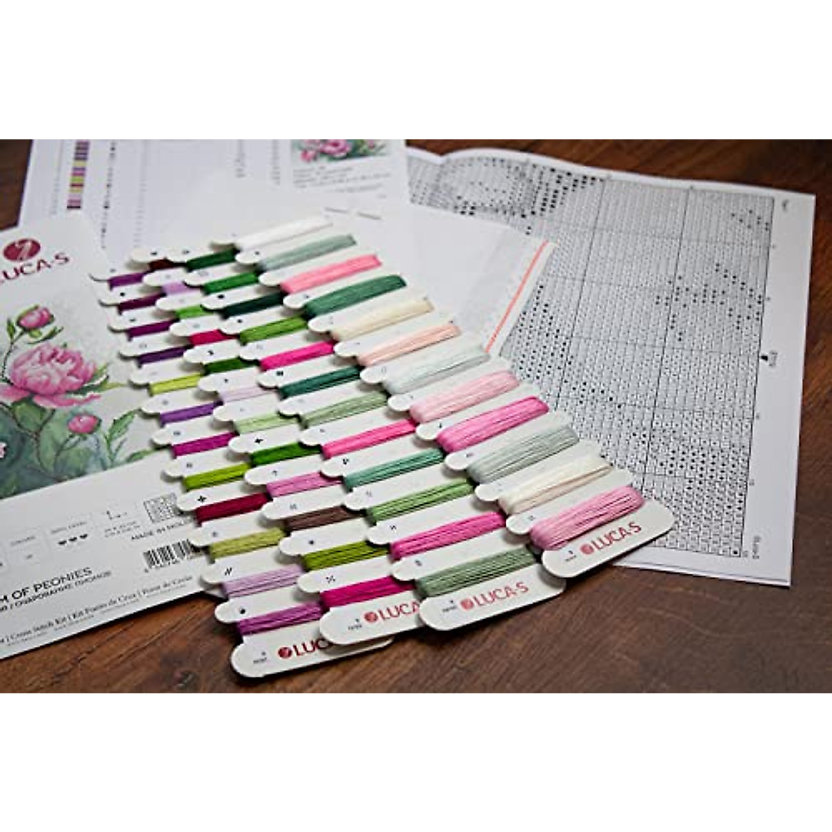 Luca-S Cross Stitch Kit The Charm of Peonies, Counted Cross Stitch Kit for Adults, Embroidery Kit, B7019