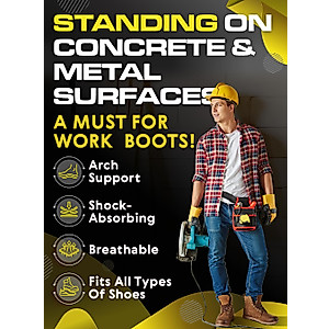 (New) Work Orthotic Insoles - Anti Fatigue Medium Arch Support Shoe Insert Men Women - for Plantar Fasciitis Flat Feet Leg - Relieve Foot Pain - Work Boot Insoles for Standing All Day (L, Gray)