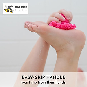 Big Bee, Little Bee - Kids Original ScrubBEE, 100% Silicone Childrens Bath Scrubber, Promotes Effective Independent Hand & Body Washing, As Seen on Shark Tank (Marigold)