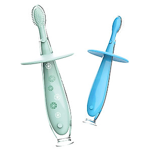 Lila Toddler Toothbrush, Training Baby Toothbrush Silicone 2 Pack, Infant Extra Soft/Tough Bristles, Anti-chocking/Anti-Fall Design, 100percent Food Grade Silicone, BPA/PVC, Unisex Count(Pack of 1)