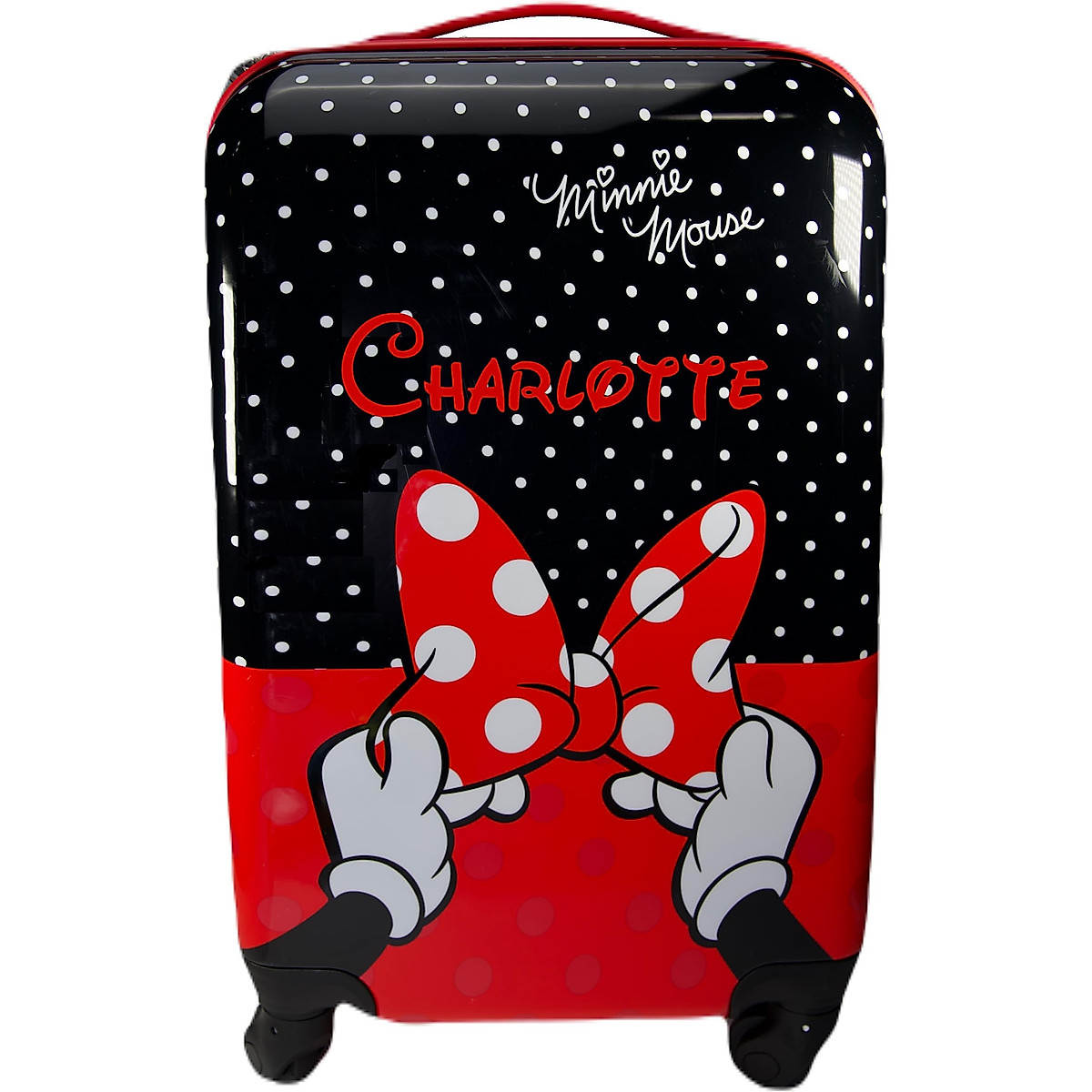 Disney Luggage Kids Suitcase Minnie Mouse Carry on Hardshell Rolling Spinner Suitcase Travel Bags Gifts Trip Accessories - Personalized Minnie Mouse with Your Name