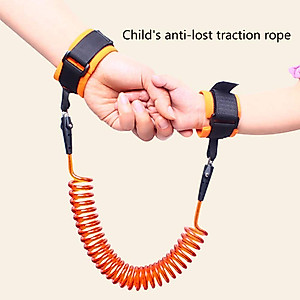 1 Pack Child Anti Lost Wrist Link，4.9ft(1.5M) Sturdy Flexible Safety Wristband Leash for Kids and Toddlers (Orange）2019