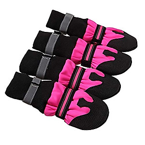 UKCOCO Pet Accessories 1 Set Pet Dog Warm Shoes Stylish Outdoor Dog Boots Anti- Slip Pet Dog Walking Shoes Comfortable Pet Dog Boots Cool Pet Dog Shoes for Autumn Winter Wearing Rosy Size S