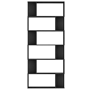 KTHLBRH Book Cabinet/Room Divider,Bookcase with Storage Decor Display Shelf Freestanding & Room Divider for Bedroom, Living Room Black 31.5"x9.4"x75.6" Chipboard