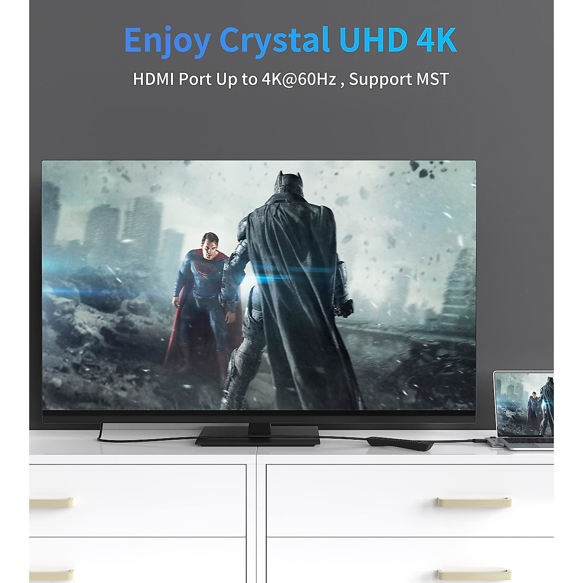 USB C Hub Multiport Adapter for MacBook Pro 2019/2018/2017, 8 in 1 USB C to Dual HDMI Adapter 4K 60Hz, 1Gbps Ethernet, SD/TF Card Reader and 100W PD Port, Dual USB 3.0 Docking Station