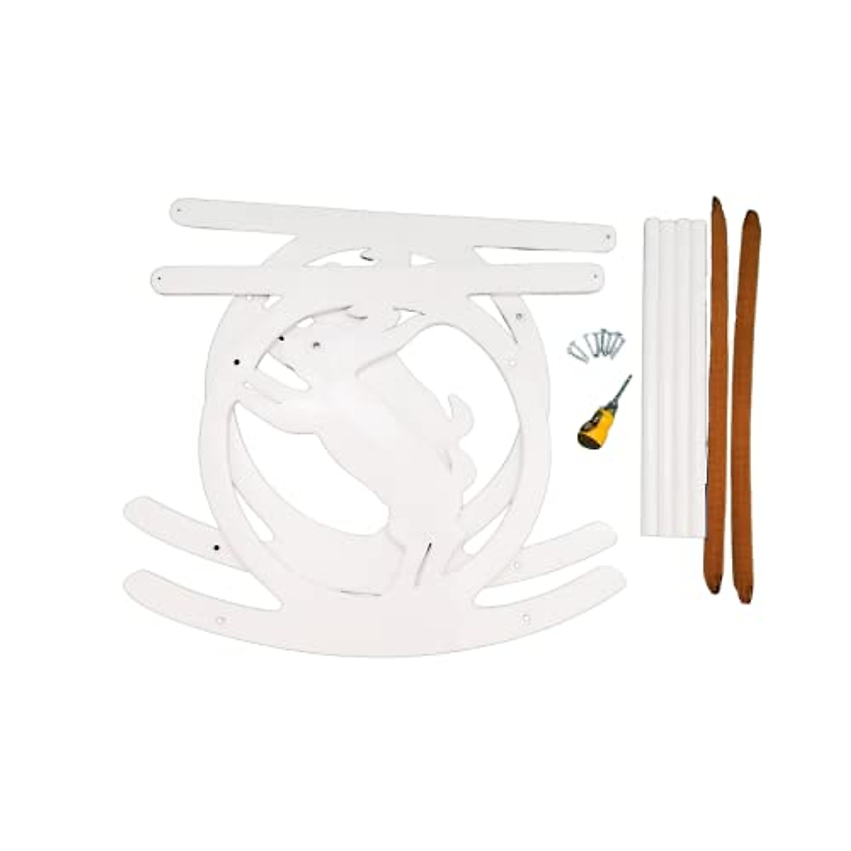 MYBASSINET Moses Basket Rocker Stand Antique White Stand for Baby Infants Durable and Sturdy Natural Wood Rocking Feature Modern Design Safe and Secure Fits Moses Baskets 32.5X16.5X14 Inch