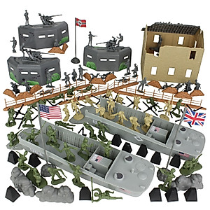 BMC WW2 D-Day Plastic Army Men - Invasion of Normandy 114pc Boxed Playset