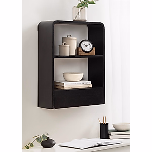 Kate and Laurel Kato Modern Wall Shelf with Drawer, 18 x 24, Black, Decorative Over The Toilet Shelf for Use as Bathroom Storage or Living Room Display Shelf