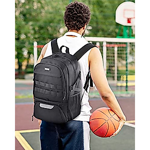 BROTOU Basketball Bag, Soccer Backpack for adult, Volleyball Football Backpack Sports Gym Bag with Shoe and Ball Compartment for Men/Women (Black-new)