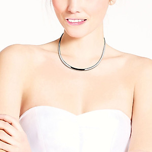 AeraVida Minimalist Contempo Plain Sterling Silver Choker Necklace