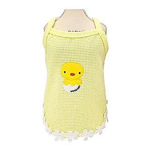 Dog Dress Puppy Skirt Dog Clothes Princess Dresses Tutu Chick Braces Skirt Wedding Cotton Suspender Skirt for Small Dog Girl Female Cat (Yellow, L)