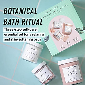 Herbivore Botanical Bath Ritual Set - Includes Coconut Bath Soak, Coco Rose Body Polish & Calm Bath Salts