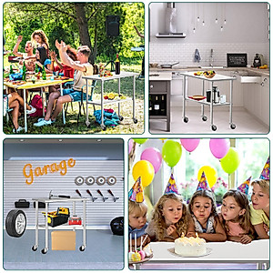 YBLFDY Stainless Steel Table with Wheels NSF Stainless Steel Prep Table 36x24 Inches, Kitchen Metal Table with Adjustable Undershelf，Heavy Duty Work Table for Kitchen, Garage, Laundary