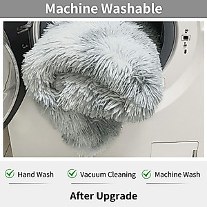 KICHOWUA 6x9 Area Rugs for Living Room, Machine Washable Shag Soft Shaggy Fluffy Rug, Non-Slip Indoor Floor Carpet for Bedroom, Kids Baby Boys Teen Dorm Home Decor Aesthetic, Silver&Grey