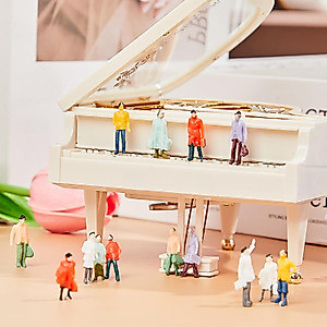 Hungdao 100 Pcs Small 1: 87 Ho Scale Tiny People Figurines Miniature People Figurines for Park Street Miniature Scenes Sitting Standing Tiny People Architectural People Painted Figures