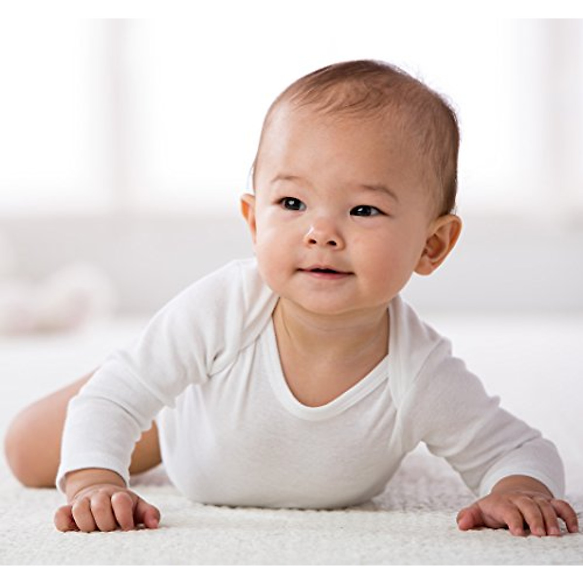 Gerber Baby 2-Pack Long-Sleeve Side-Snap Mitten-Cuff Shirt, White, 0-3 Months