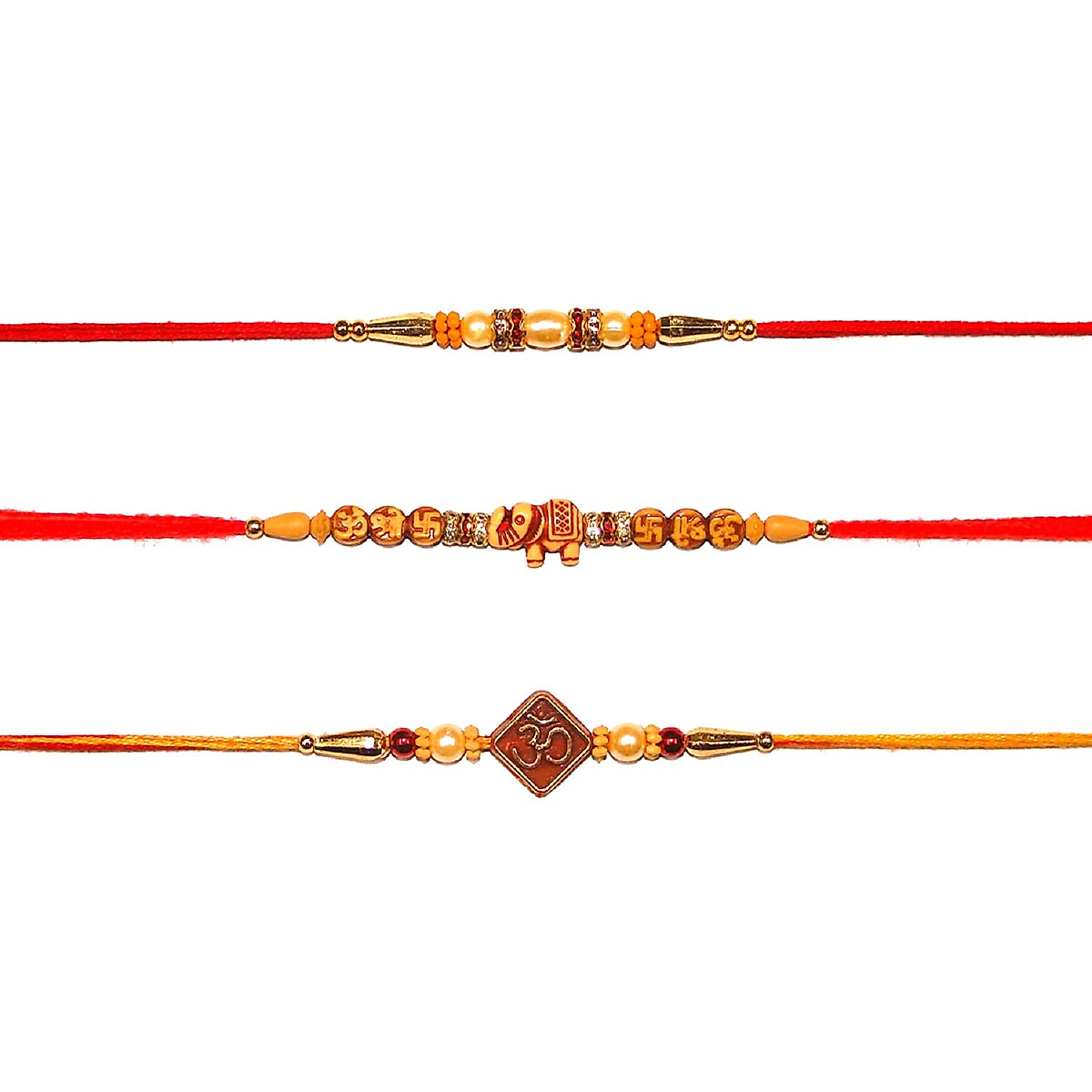3 Rakhi For Brother | Fancy Design Rakhi | Stone Designer Rakhi | rakhi for bhaiya (Multi)