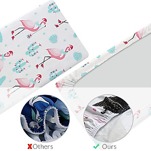 ARIGHTEX 2 Pack Flamingo Pattern Fitted Crib Sheets, Soft Jersey Knit, Breathable Baby Sheet, Pink White, Portable Mattress Topper for Girl, 28"x 52", Nursery Sheet Fits Standard Size