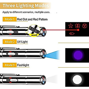 HEYPOMAX Laser Pointer, Red LED Light Pointer Cat Toys for Indoor Cats Dogs, Long Range 3 Modes Lazer Projection Playpen,USB Recharge
