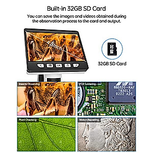 LCD Dgital Microscope, Ankylin 4.3" Coin Microscope 50X-1000X, USB Digital Microscope with 8 LED Fill Lights, 32G SD Card, Electronic Microscope Compatible with Mac/Windows